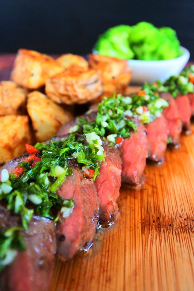 Grilled Beef Heart with a Chimichurri Sauce - Kitrusy